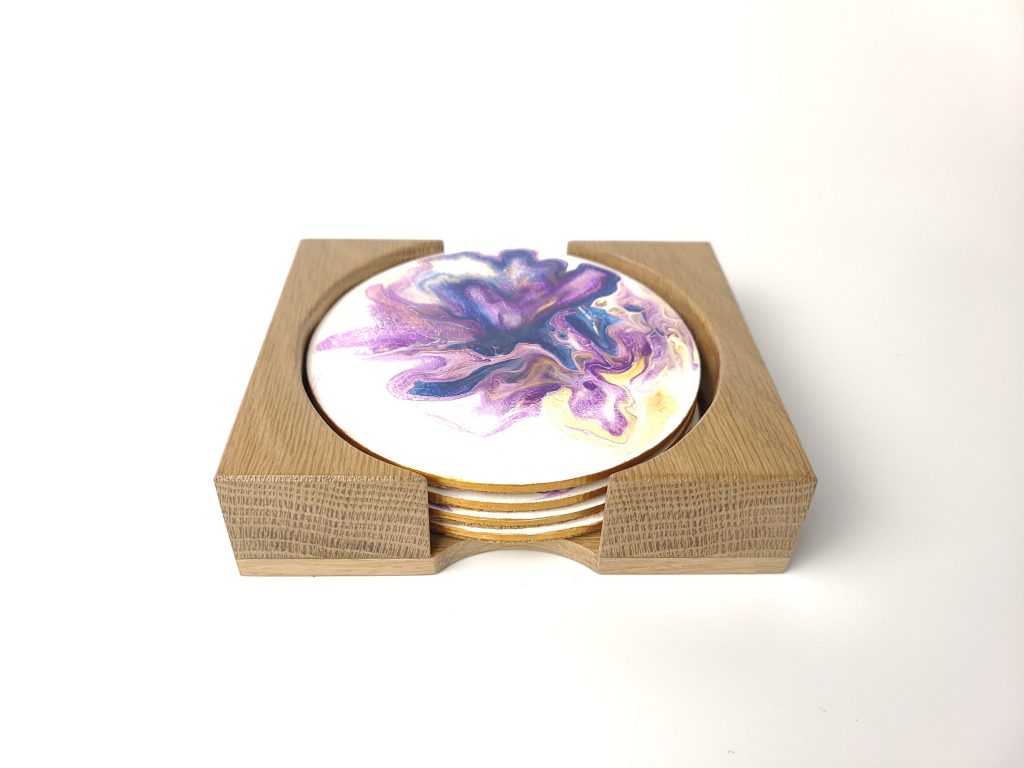 Flat Wooden Coaster Holder, Fits 4″ Round Coasters – Kahoy Crafts